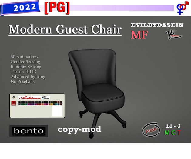 Second Life Marketplace - [PG] A+ Modern Guest Chair - MF